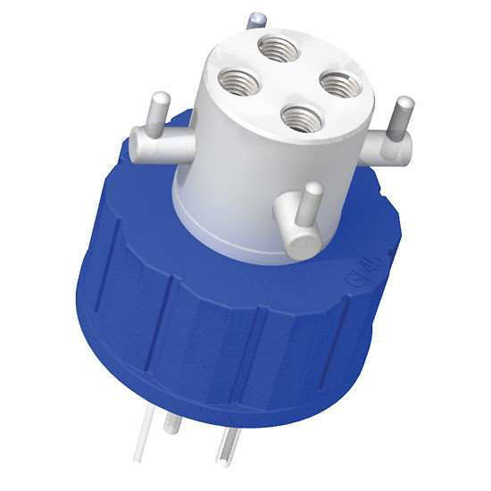 Diba Omnifit® Q-Series Solvent Bottle Cap, GL45, 4 UNF(F) ports with ...