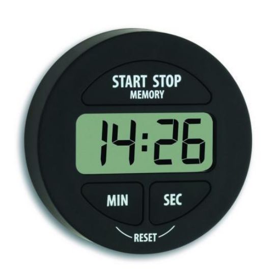 TFA Dostmann Elektronical Timer and Stopwatch Rubber Coated, Black ...