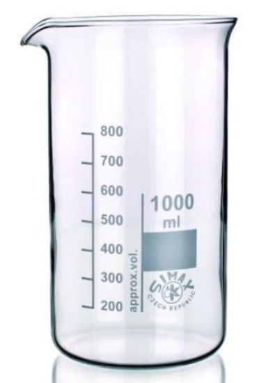 Bohemia Cristal Beakers 1000 ml, High Form, Boro 3.3 with Division and ...