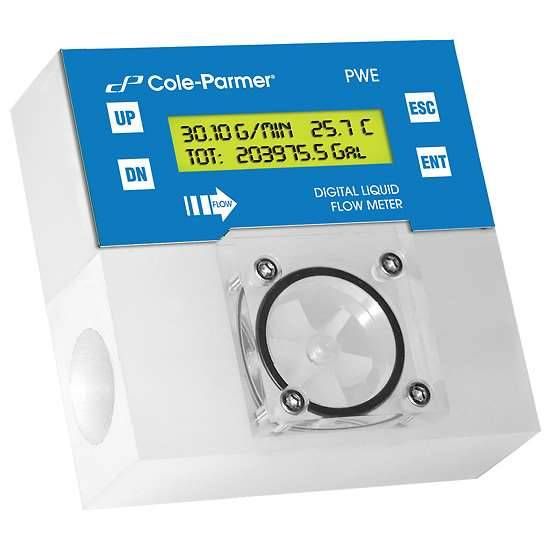 VWR Cole-Parmer Digital Paddlewheel Flowmeter, 0.15–17 GPM, PVDF, 4–20 ...