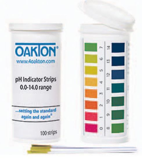 Oakton pH Strip 0–14, 100 Strips with Flip-Top Vial and Color ...