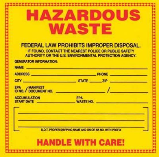 National Marker HW1 Safety Labels, Hazardous Waste, 6 x 6 in, Adhesive ...