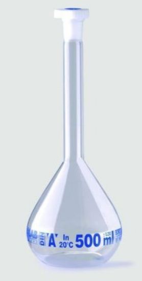 ISOLAB Volumetric Flask 100 ml, Clear Glass, Class A, NS 12/21, Blue ...