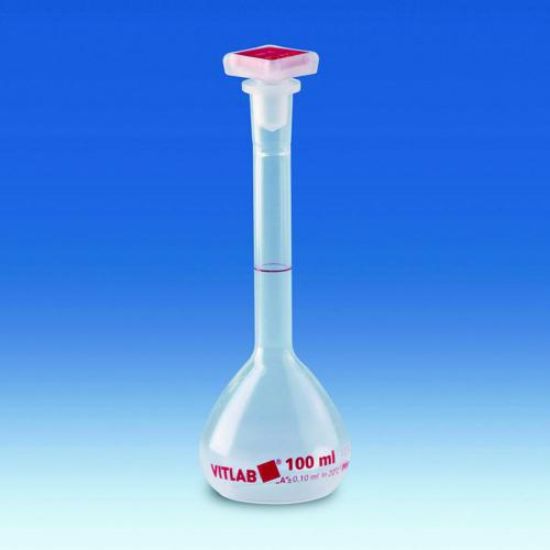 VITLAB Volumetric Flask 100 ml, PMP, Class A, NS 14/23, With PP Stopper ...