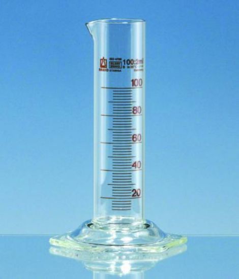 BRAND Measuring Cylinder Low Form, Class B, 100 ml, Amber Graduation, Borosilicate 3.3 | John ...