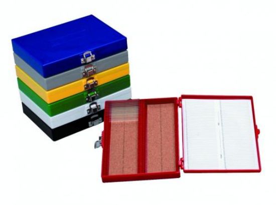 Heathrow Scientific Slide Box Red For 100 Slides, Cork Insert, 76x26 mm ...