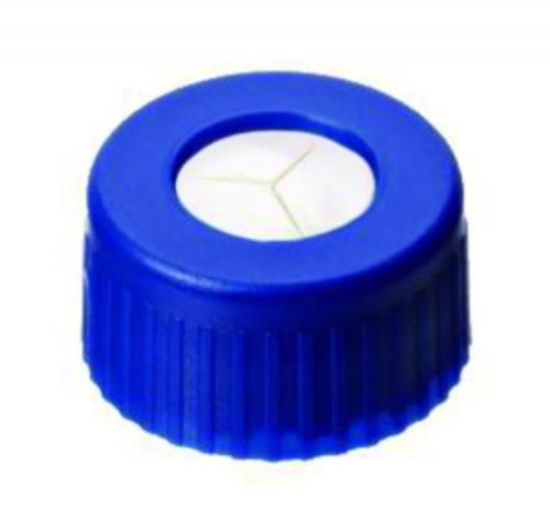 La-Pha-Pack Short Thread Screw Caps 9 mm, Blue, Hole, Silicone/PTFE ...