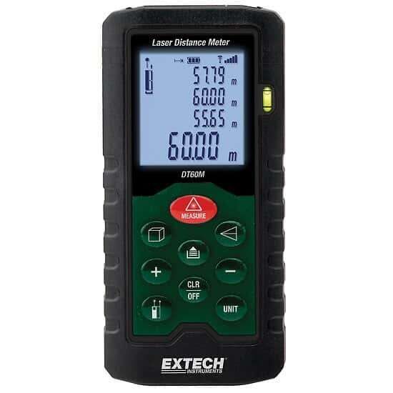 Extech DT60M Laser Distance Meter, 60 m – Area & Volume Measurement ...