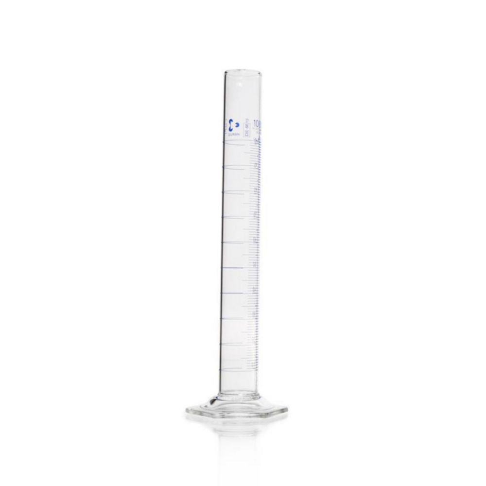 DURAN® Measuring cylinder 100 ml, class A batch certificate, blue ...