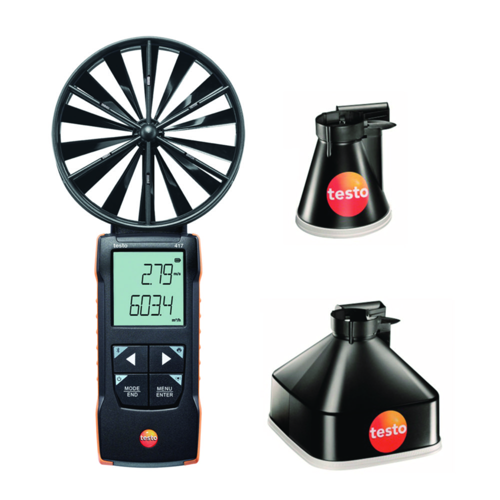 Vane anemometer testo 417" incl. measuring funnel for disc valves and ...