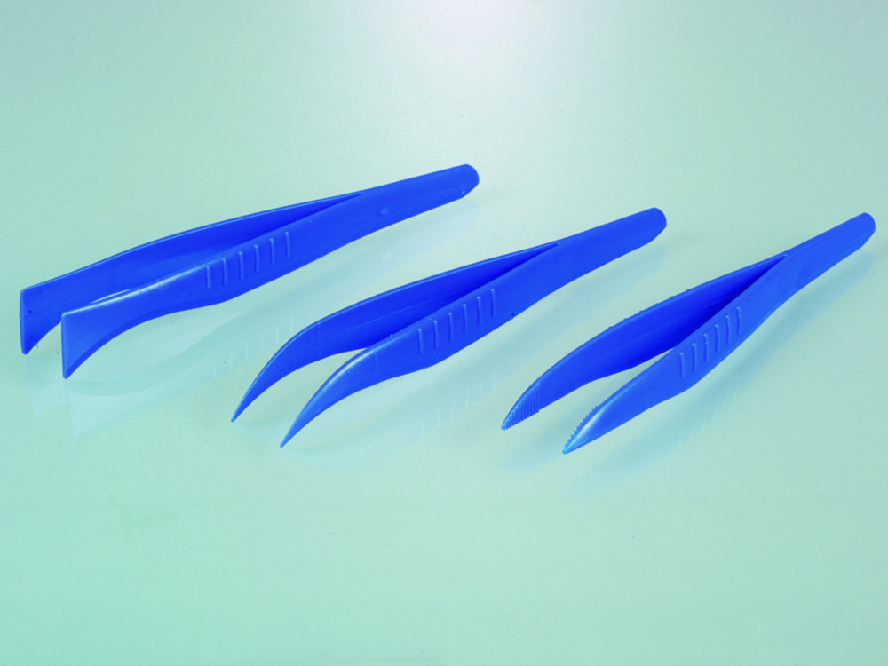 Disposable forceps 130 mm, PS broad tip, blue, sterile, pack of 100 ...