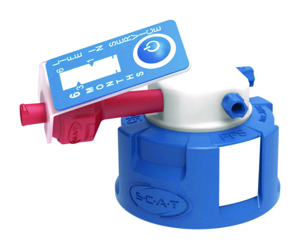 SafetyCap II, V2.0, GL45 2x PFA-fitting 3.2 OD, 90° angled + ventilation valve | LabFriend Australia