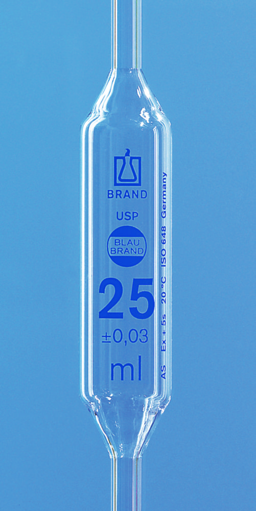 Bulb pipette 1 ml, 1 mark USP, BLAUBRAND®, cl.AS, conform. cert., blue ...