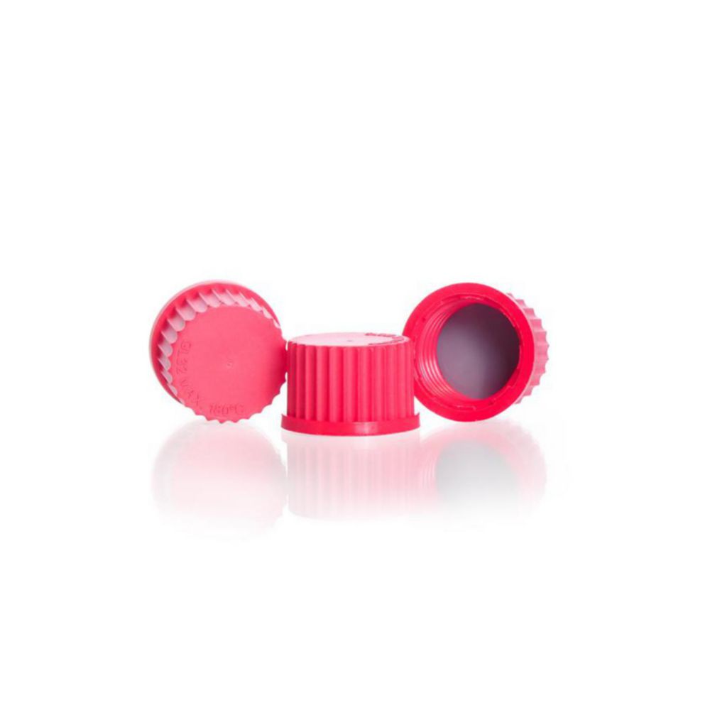 Screw caps,PBT,red,with PTFE-coated seal, GL 32 | LabFriend ...
