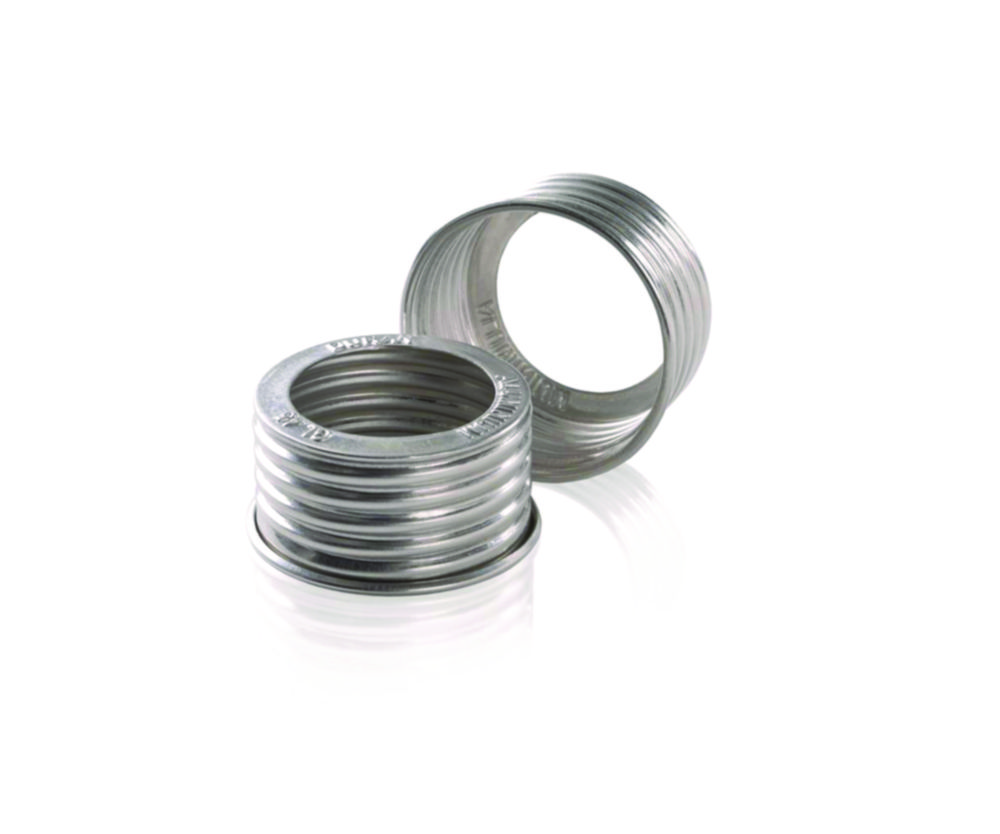 DURAN® Aluminium screw closure GL 45, Silver open topped with 34 mm ...
