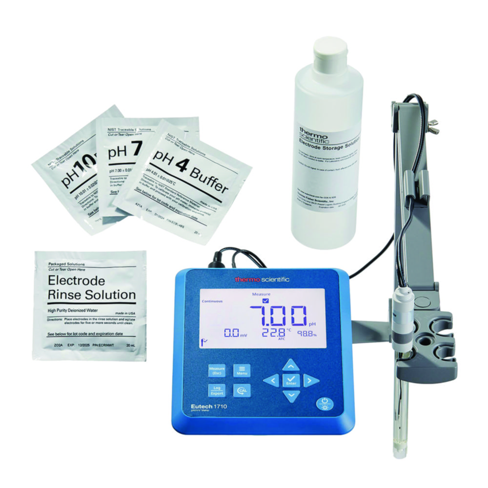 Eutech PH 1710 pH/mV bench meter standard kit with plastic pH electrode ...