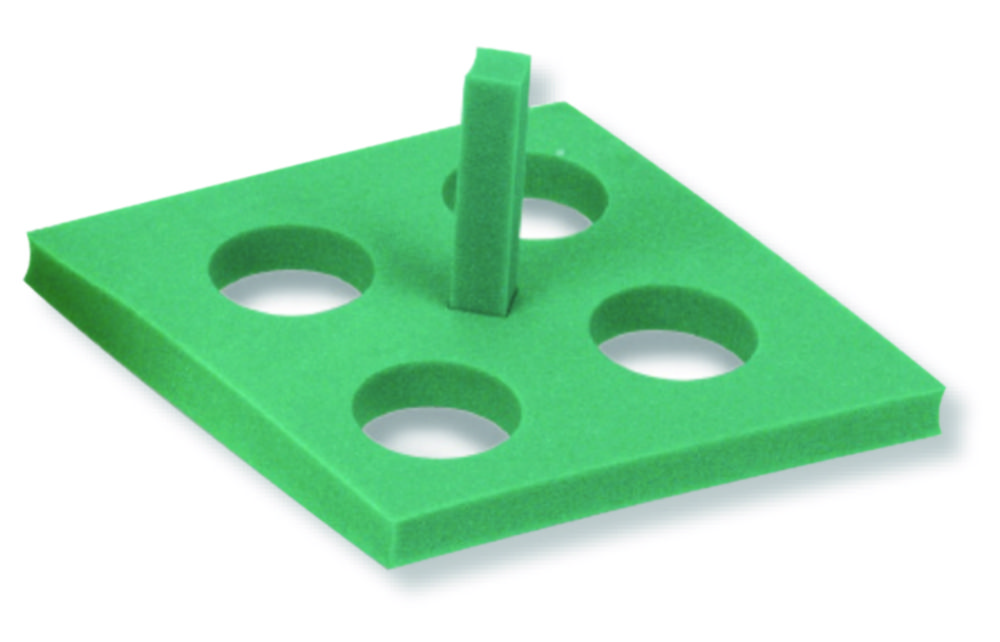 Floating tube rack foam, square, green, for 4 tubes à 50 ml, pack of 5 ...
