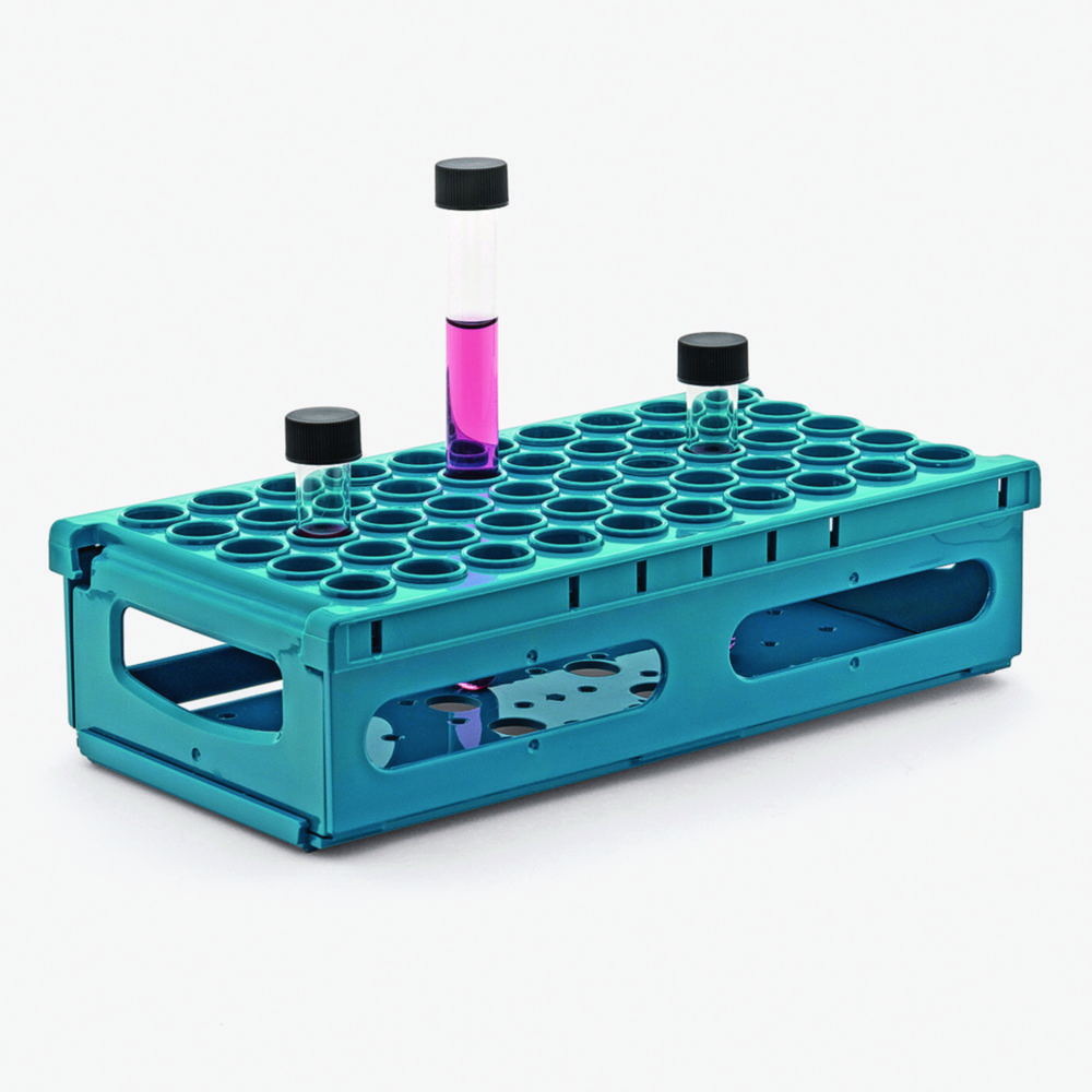 Test tube rack, blue High Density PP, 50 places, for tube dia. 12-13mm ...
