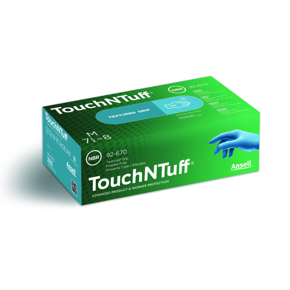 Touch N Tuff® size L (8½-9) nitrile gloves, 240 mm, powder-free, light ...