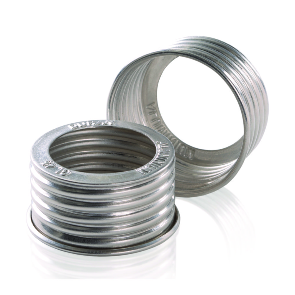 DURAN® Aluminium screw closure GL 45, Silver open topped with 34 mm ...