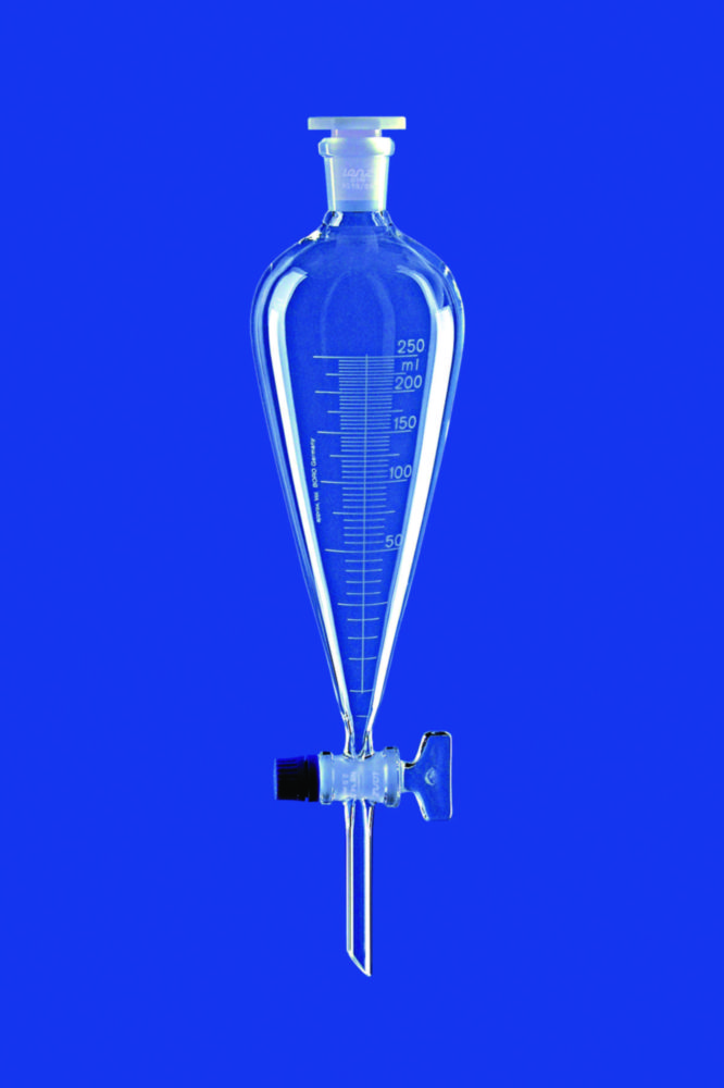 Separating Funnel 100ml, Squibb, glass key, NS 19/26, PE-stopper, bore ...