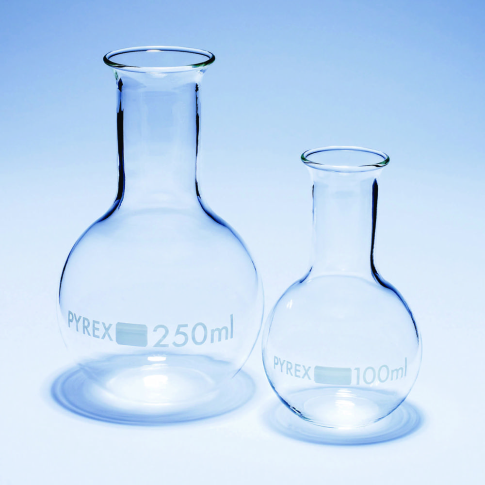 Round flask 1000ml, narrow neck flat bottom, Pyrex®, pack of 10 ...