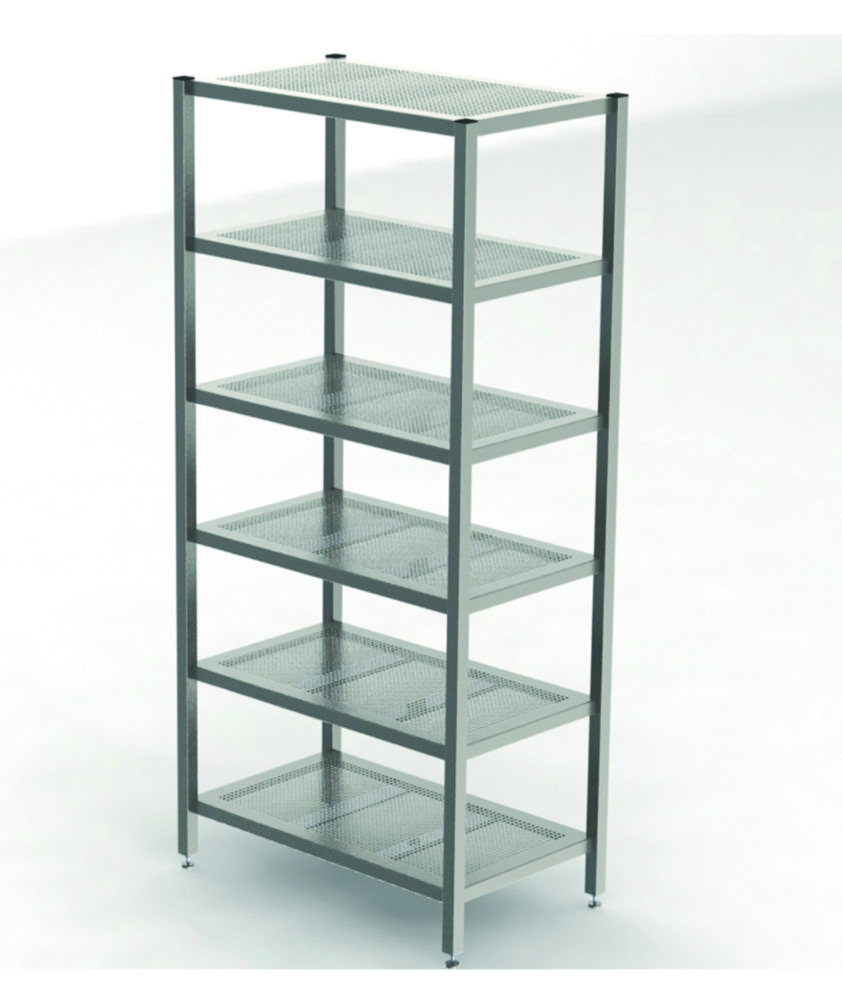 Cleanroom rack with perforated shelves 5 shelves, 1200 x 600 x 900 mm ...