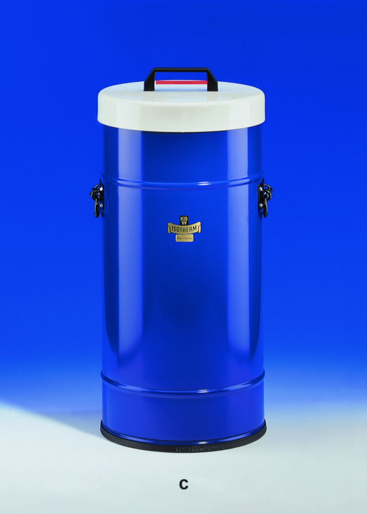 Large insulating vessels,with cover and handle cap. 21 ltrs., blue ...