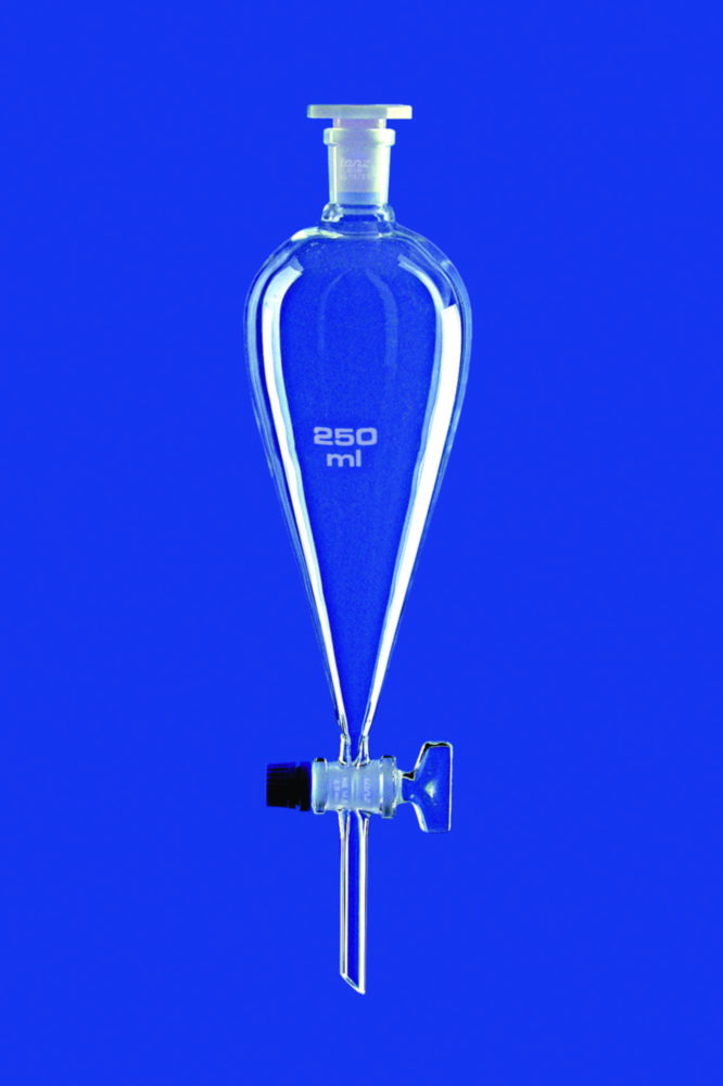 Separating Funnel 100ml, Squibb, glass key, NS 19/26, PE-stopper, bore ...