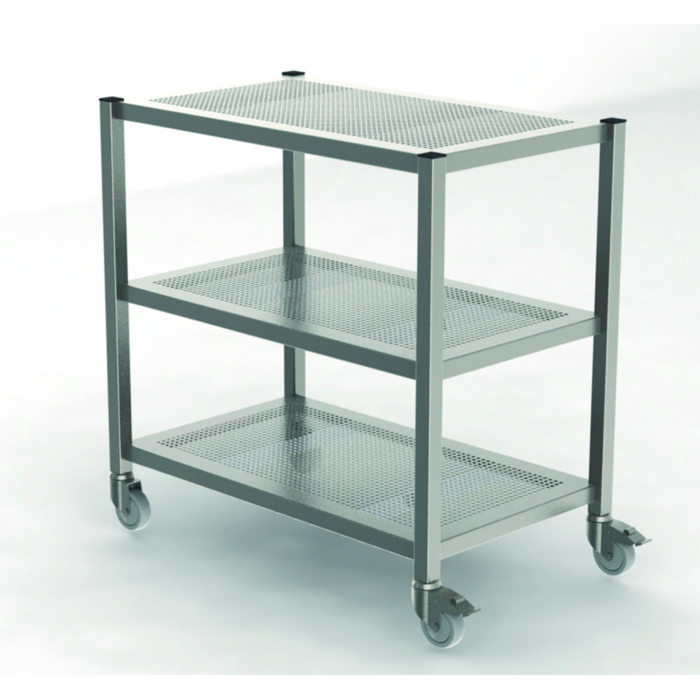Cleanroom transport trolley with smooth shelve 800 x 600 x 1000 mm RTW ...
