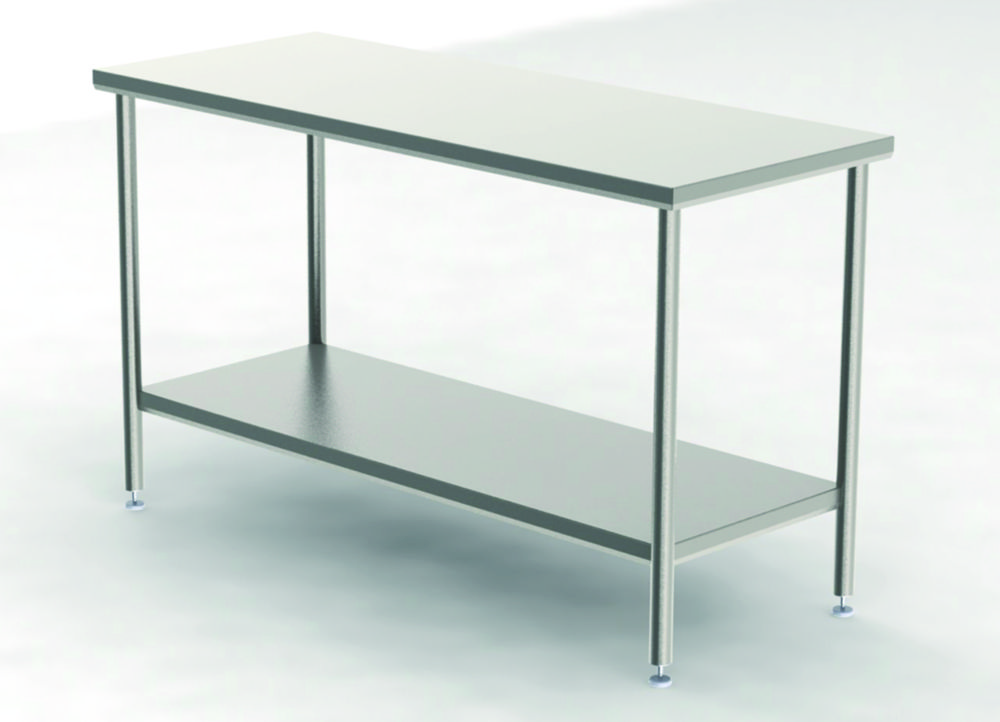 Cleanroom table with a smooth worktop and shelf, 800 x 600 x 900 mm ...