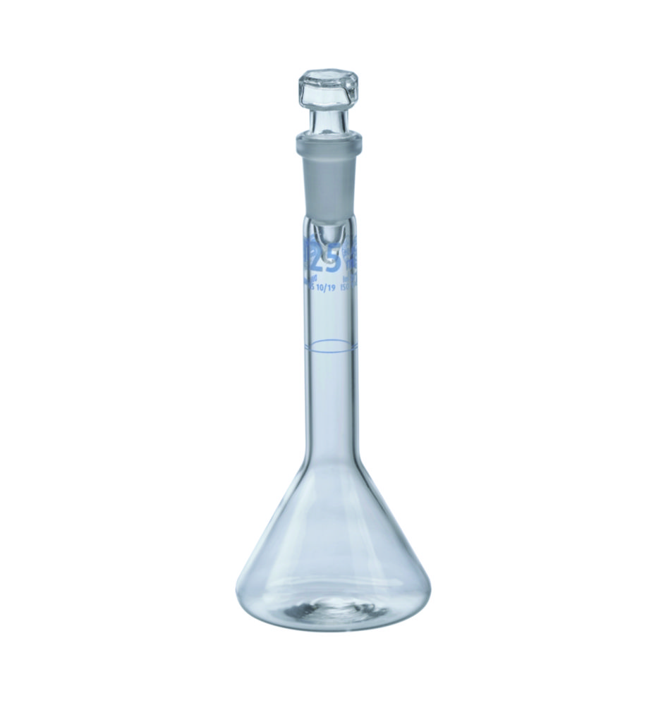 Hirschmann Measuring Flask 25 ml Cl. A DURAN NS 10/19 Glass Stopper ...