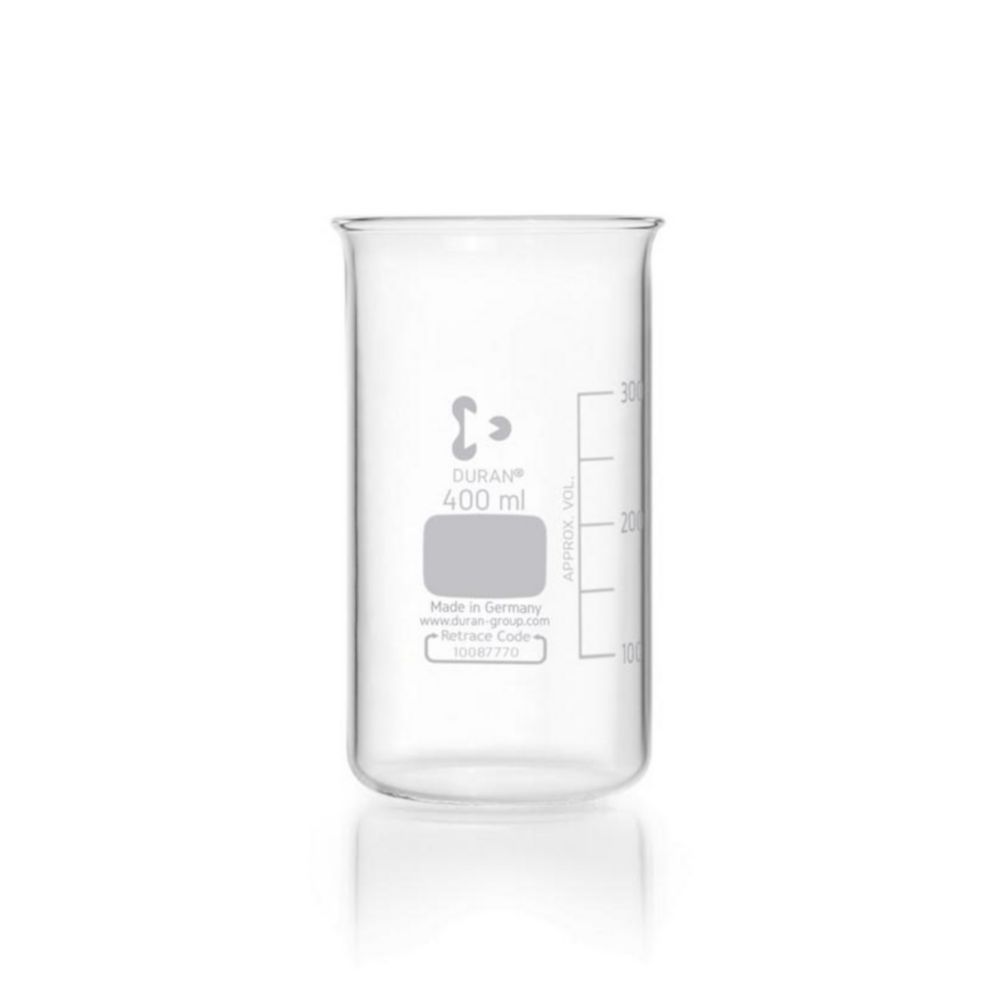 Beakers 400 ml, DURAN tall form, without spout | LabFriend | Laboratory Equipment and Lab Supplies