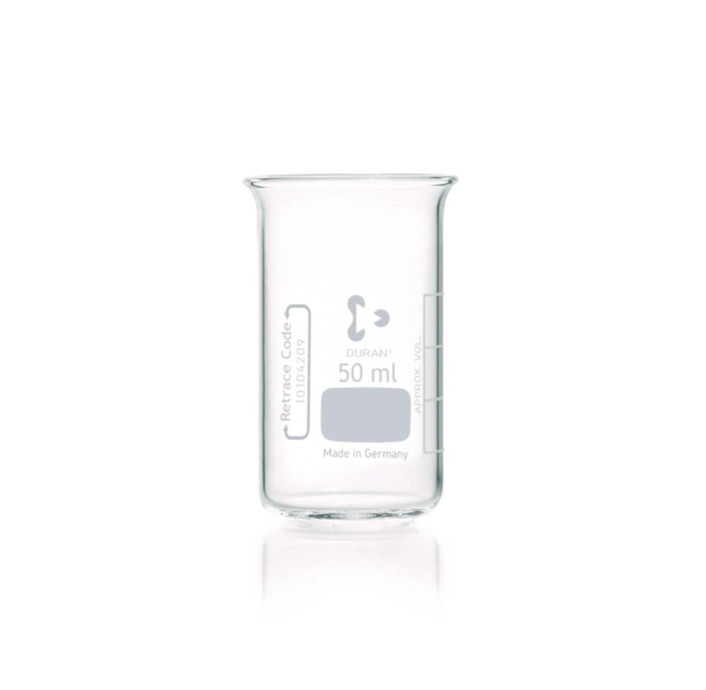 DWK 50ml Tall Form Beaker – Duran Glass, Without Spout for Precise Lab Use | LabFriend Malaysia