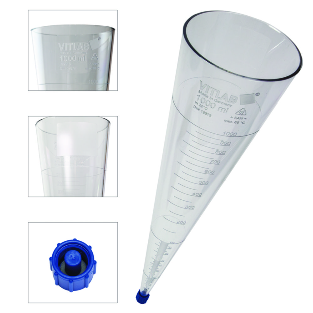 VITLAB Sedimentation Vessel 1000 ml SAN After Imhoff Raised Scale ...