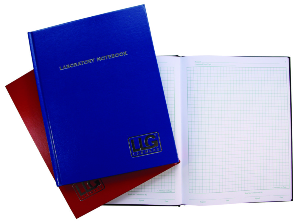 LLG Lab Notebook US Letter Format, 200 Pages, Lined Format with Red ...