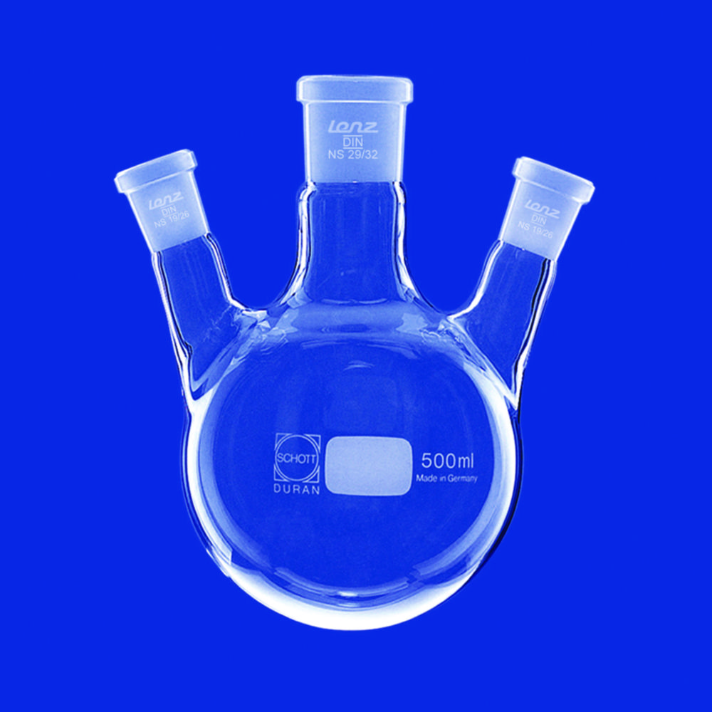Round-bottom Flasks, Three-neck, angled, C Neck NS 45/40 Side Neck NS ...