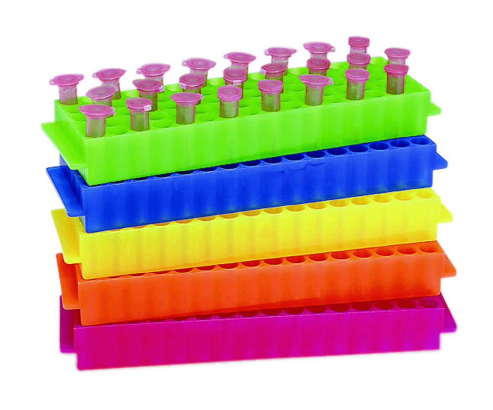 Test tube rack, red 80-well, PP, for 1,5/2,0 ml tubes | LabFriend ...