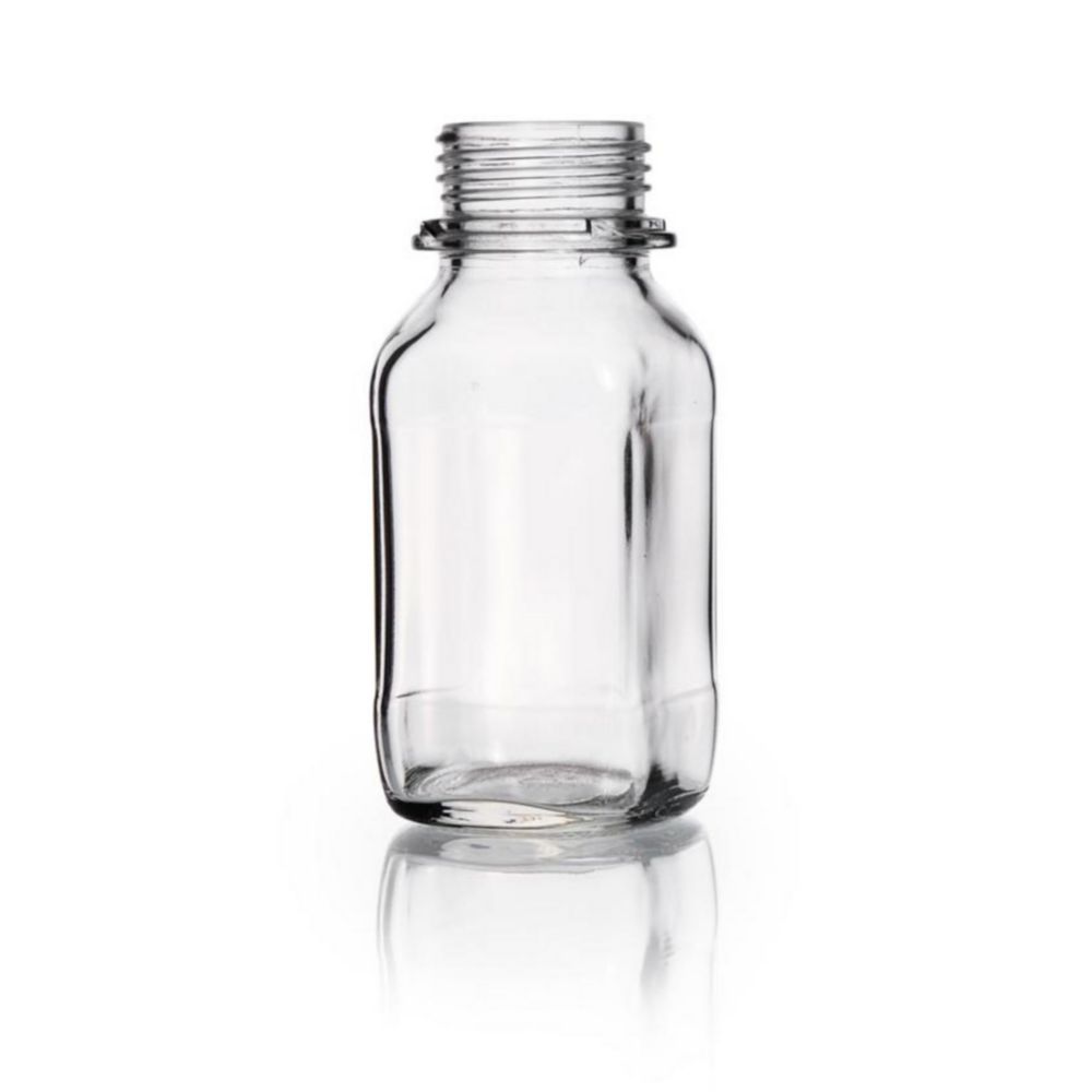 DWK DURAN Square Screw Cap Bottle, 250 ml, Wide Neck, Clear, Thread 45 ...