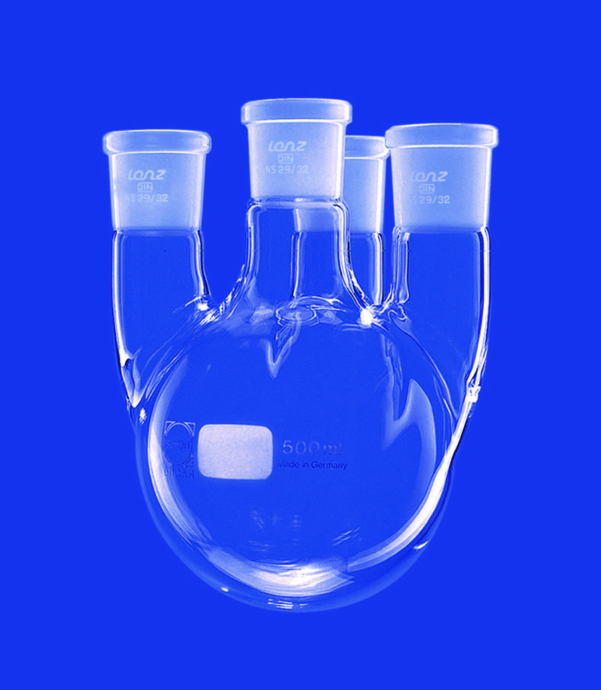 Round-bottom Flasks, Four-neck, C. Neck NS 45/40 Sideways parallel NS ...