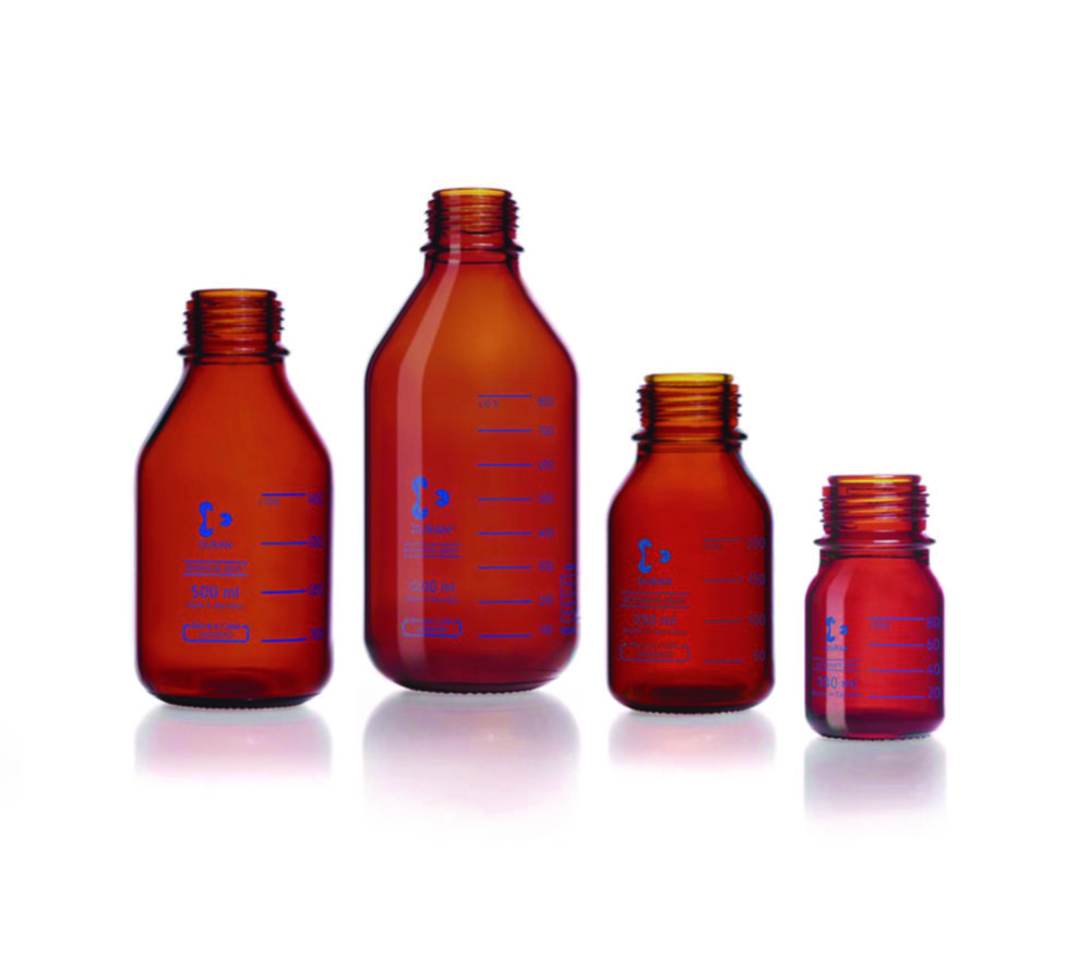 Laboratory glass bottle 100ml, GL45, amber DURAN®, pressure plus ...