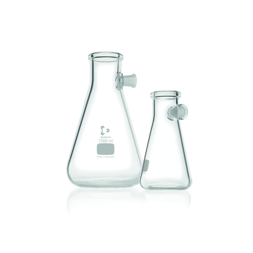 DWK DURAN Filtering Flasks with Tubulature, Erlenmeyer Shape, Cap 250 ...