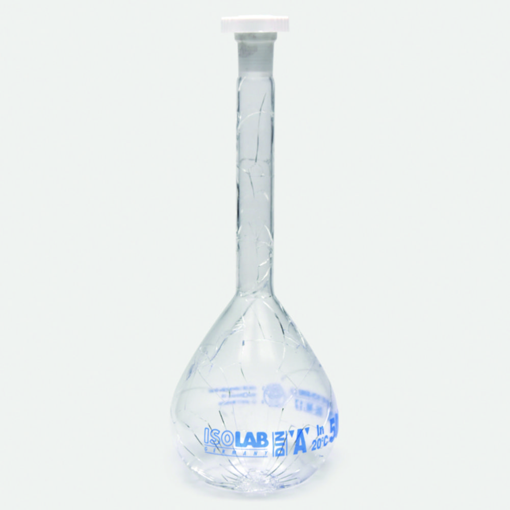 Volumetric flask 250 ml, NS 14/23 coated, clear, class A, blue scale ...