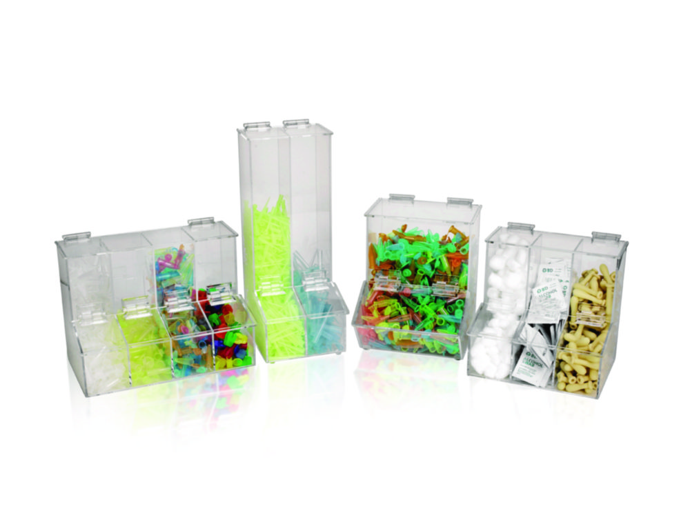 Workstation Dispensing Bin for pipette tips, three bins 217x170x217 mm ...