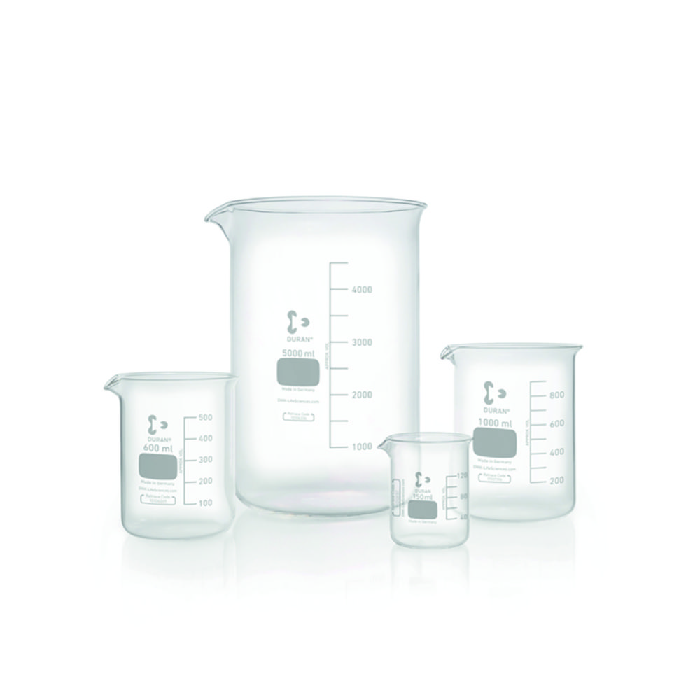 Beakers,DURAN®,low form,cap. 800 ml with graduation and spout pack of ...