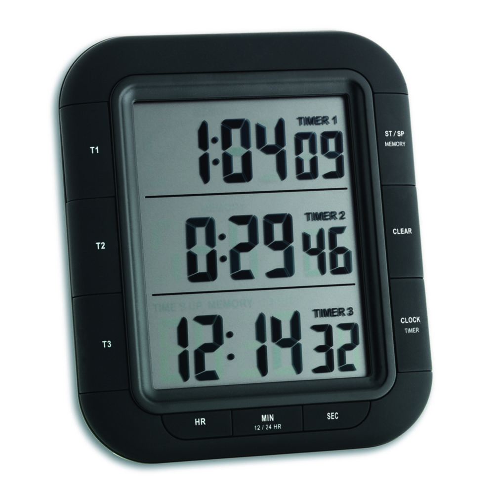 TFA Dostmann Electronic Triple Timer XL, Black, Stopwatch up to 19h 59m ...