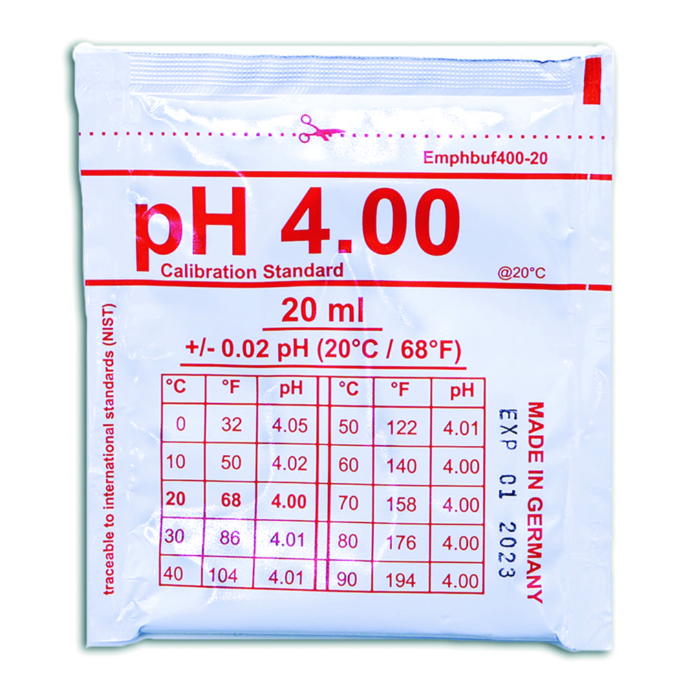 pH calibration-solution "4.00 pH" pack of 25x20ml | LabFriend ...