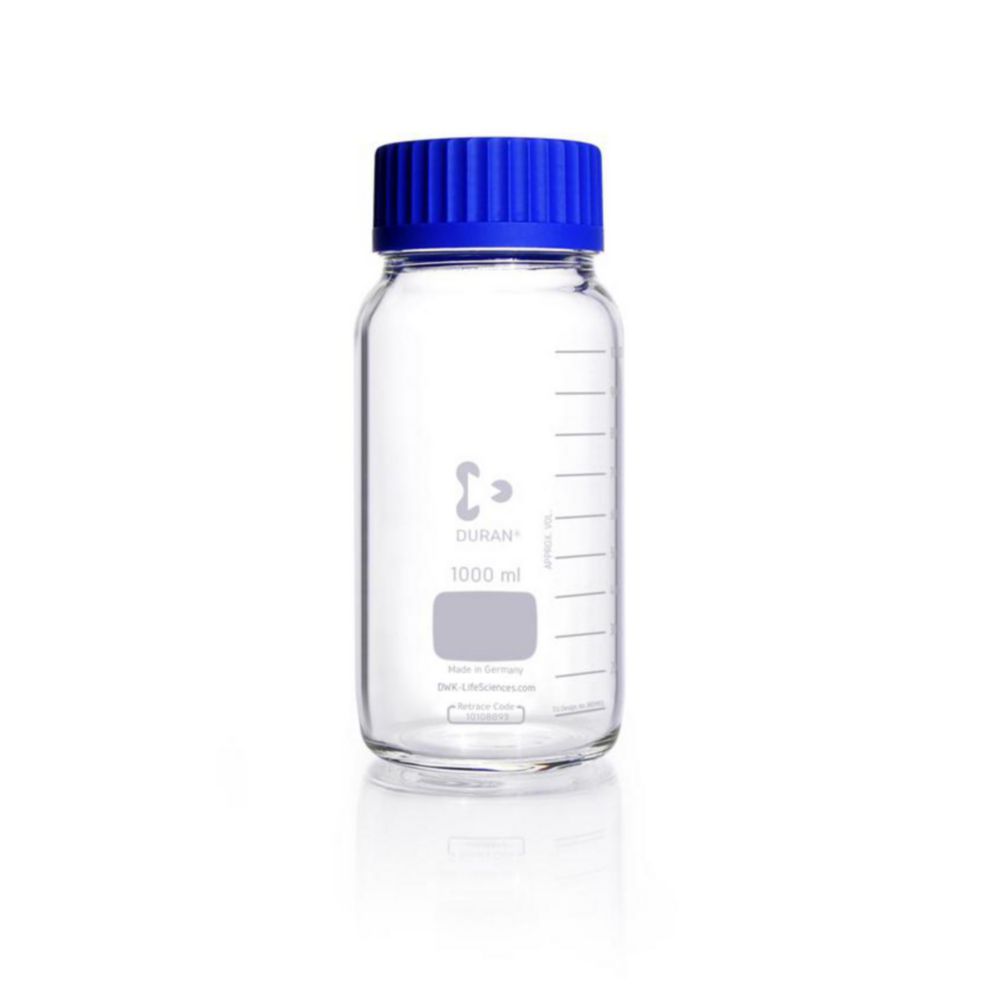 DWK DURAN Thread Bottle 1000 ml Wide Neck with GLS 80 Thread Complete ...