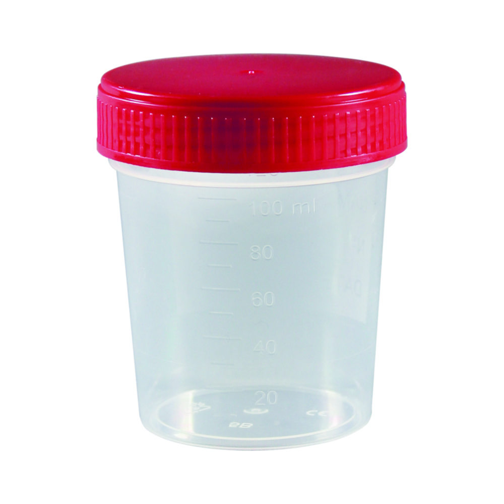 LLG Multipurpose Container, 120 mL, PP with Red PE Screw Cap, Frosted Label, Individually ...