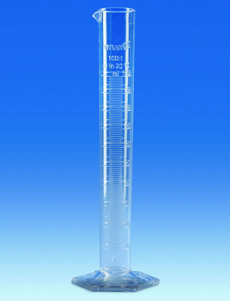 Measuring cylinder 100 ml, h.F., SAN raised scale | LabFriend ...